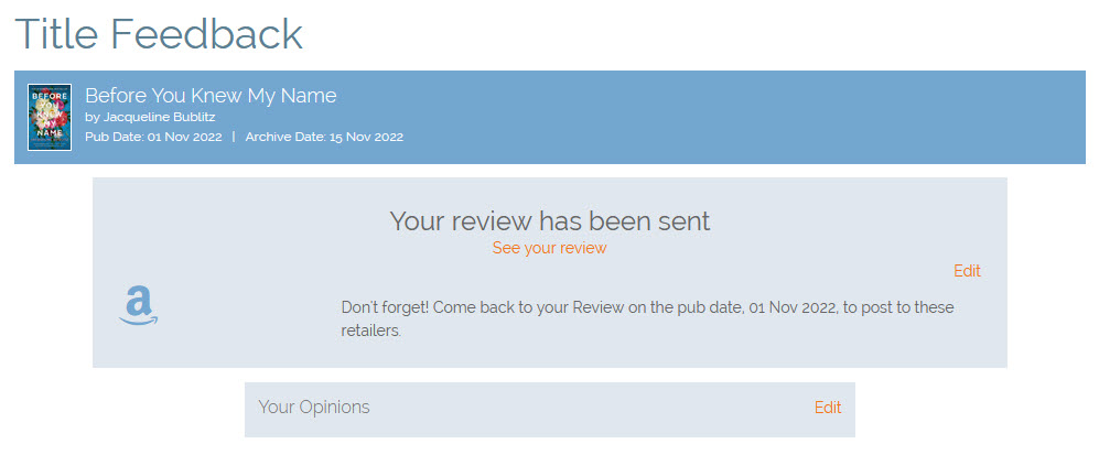 How do I edit Feedback I've submitted? – NetGalley